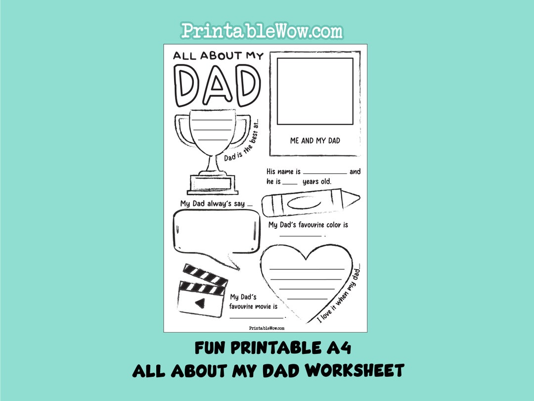 All About My Dad Activity Sheet, Fathers Day Craft, Fathers Day Last ...