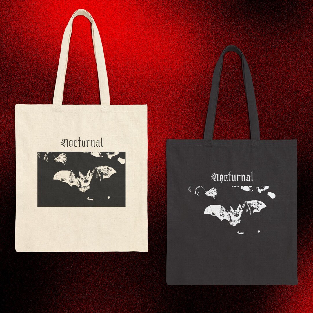 Bat Goth Summer Tote Bag, Black Canvas Goth Tote Bag, Goth Beach Bag ...