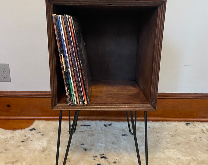 Minimalist Mid Century Modern Vinyl Record Storage and Turntable Stand ...