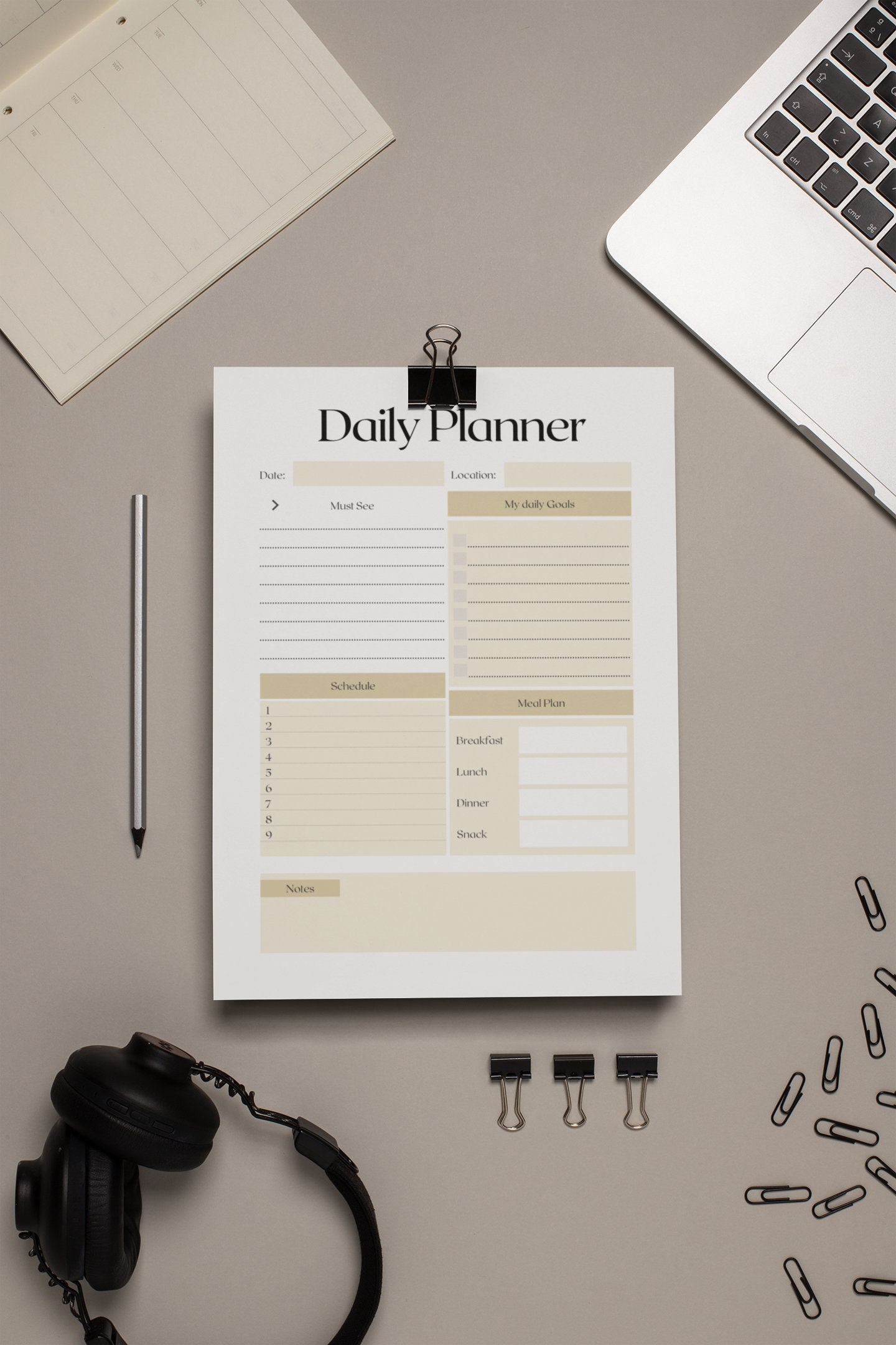 Minimalist Daily Planner Printable Worksheet, Instant Download, Daily ...