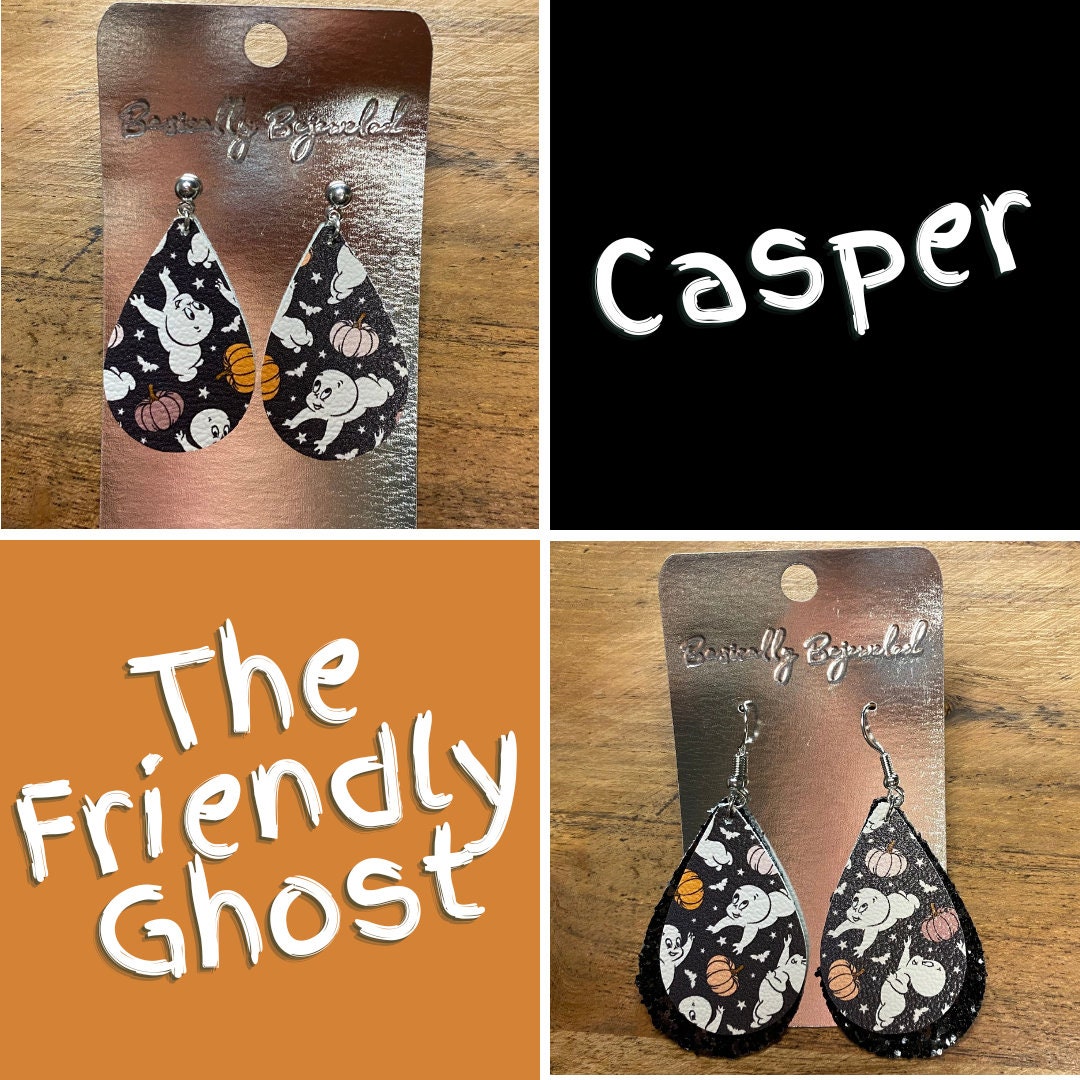 Faux Leather Earrings | Casper the Friendly Ghost Earrings | Casper Fan ...