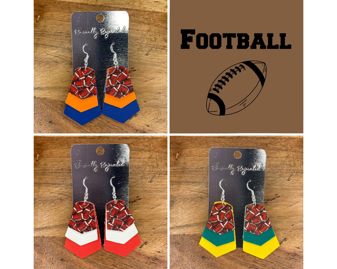 Faux Leather Earrings | Football Earrings | Football Jewelry | Team ...