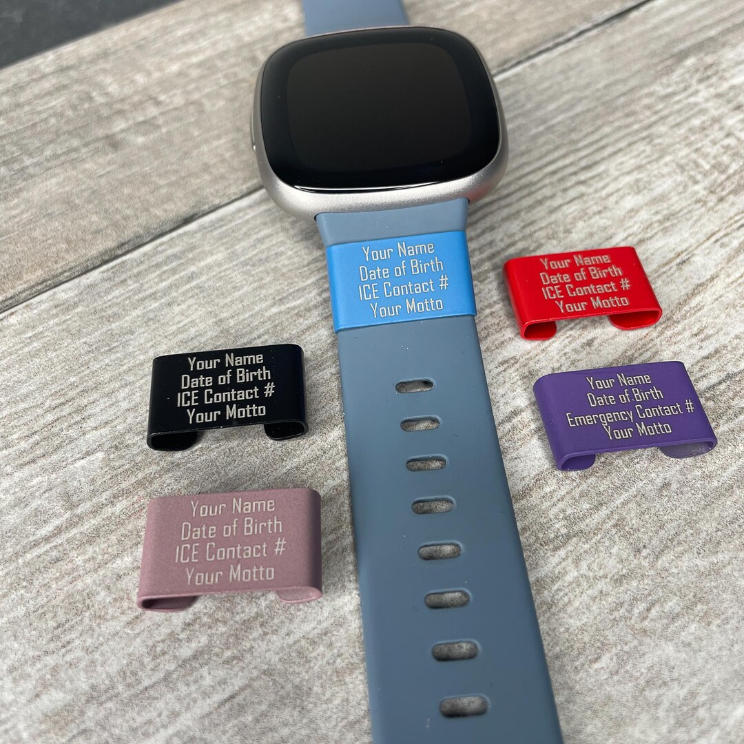 Medical ID Tag Fitbit, Emergency Contact Information, Watch Badge, Personalized Watch Band Charm ...