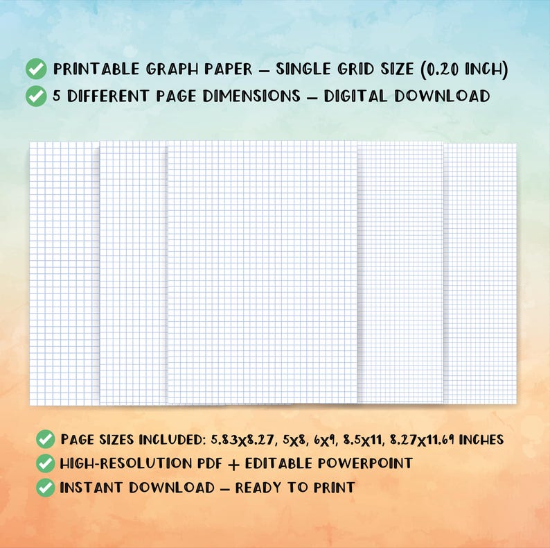 Printable Graph Paper, Light Blue Grid, Ideal for Planning, Organizing ...