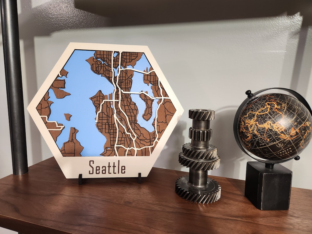 Custom Wood City Map, Wooden Laser Engraved, Laser Cut, Hexagonal Map ...