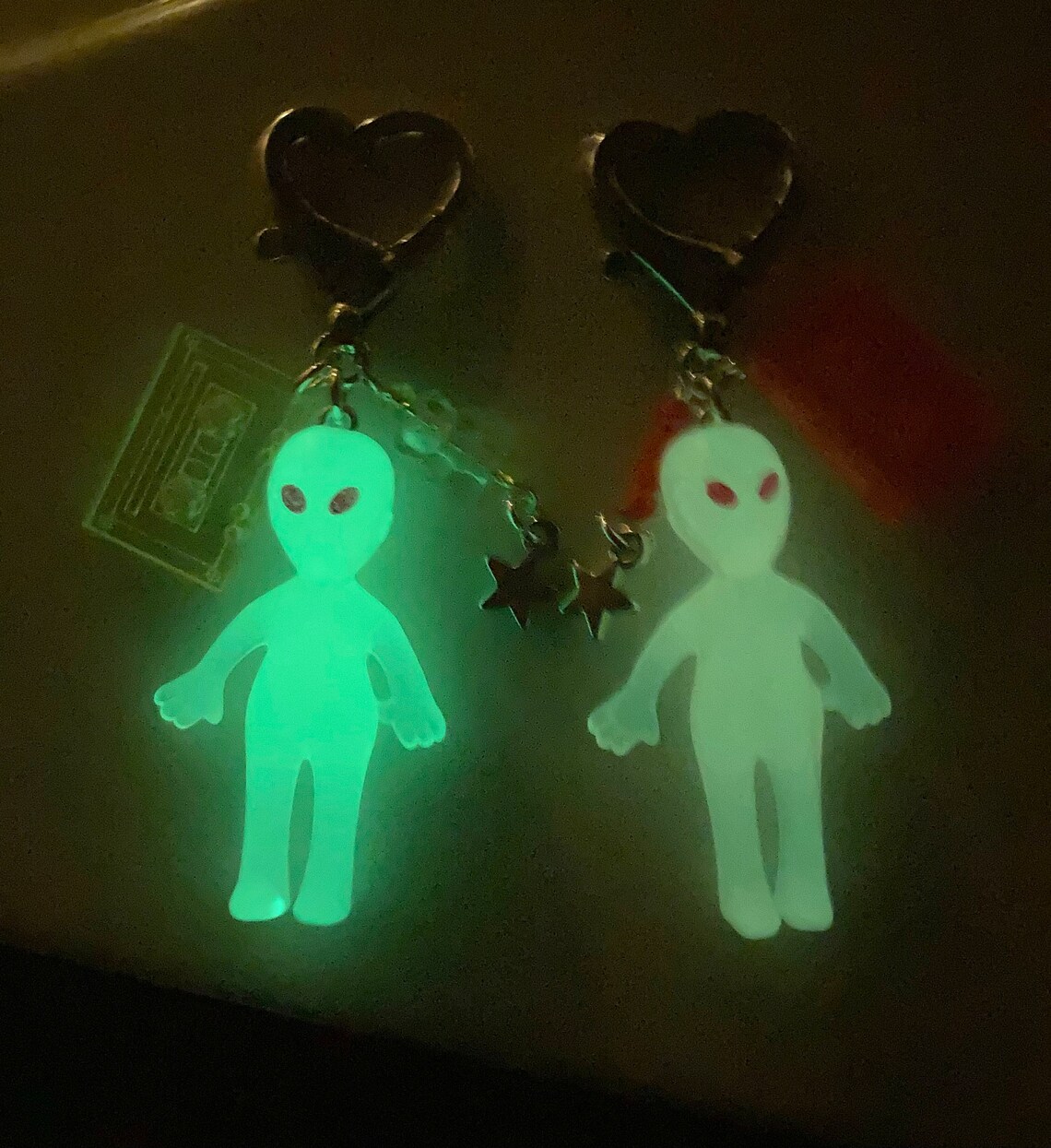 Alien Keychains Charm Glow in the Dark - Etsy