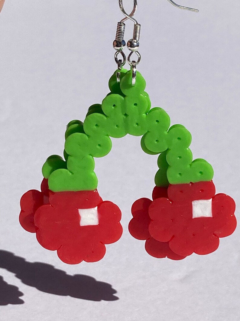 Cherry Perler Bead Earrings - Etsy