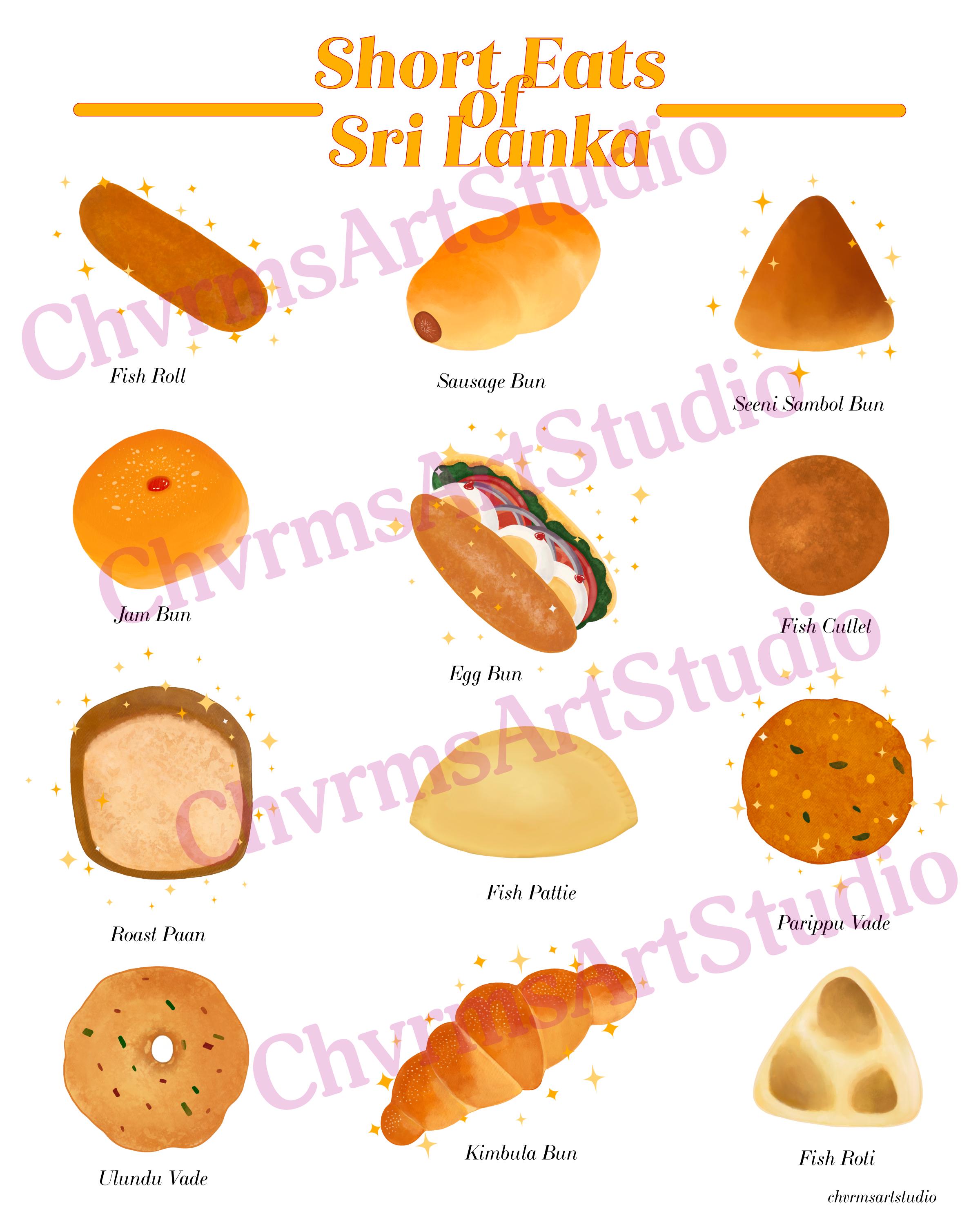 Short Eats of Sri Lanka - Printable Kitchen Wall Art Print | Digital ...
