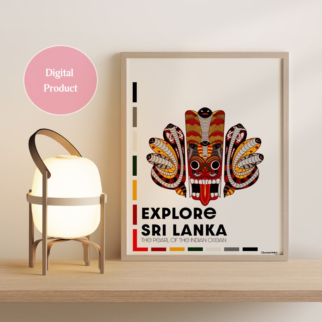 Sri Lanka Yaka Mask Art Print: Ceylon Travel Poster (digital Download ...