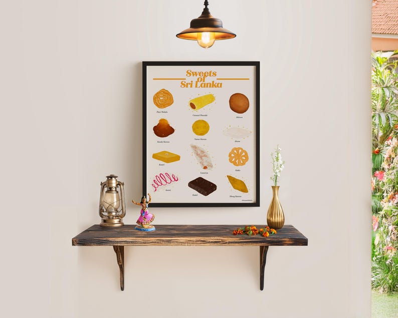 SWEETS OF CEYLON | Ceylon Poster, Sri Lanka Art, Wall Art Print, Food ...