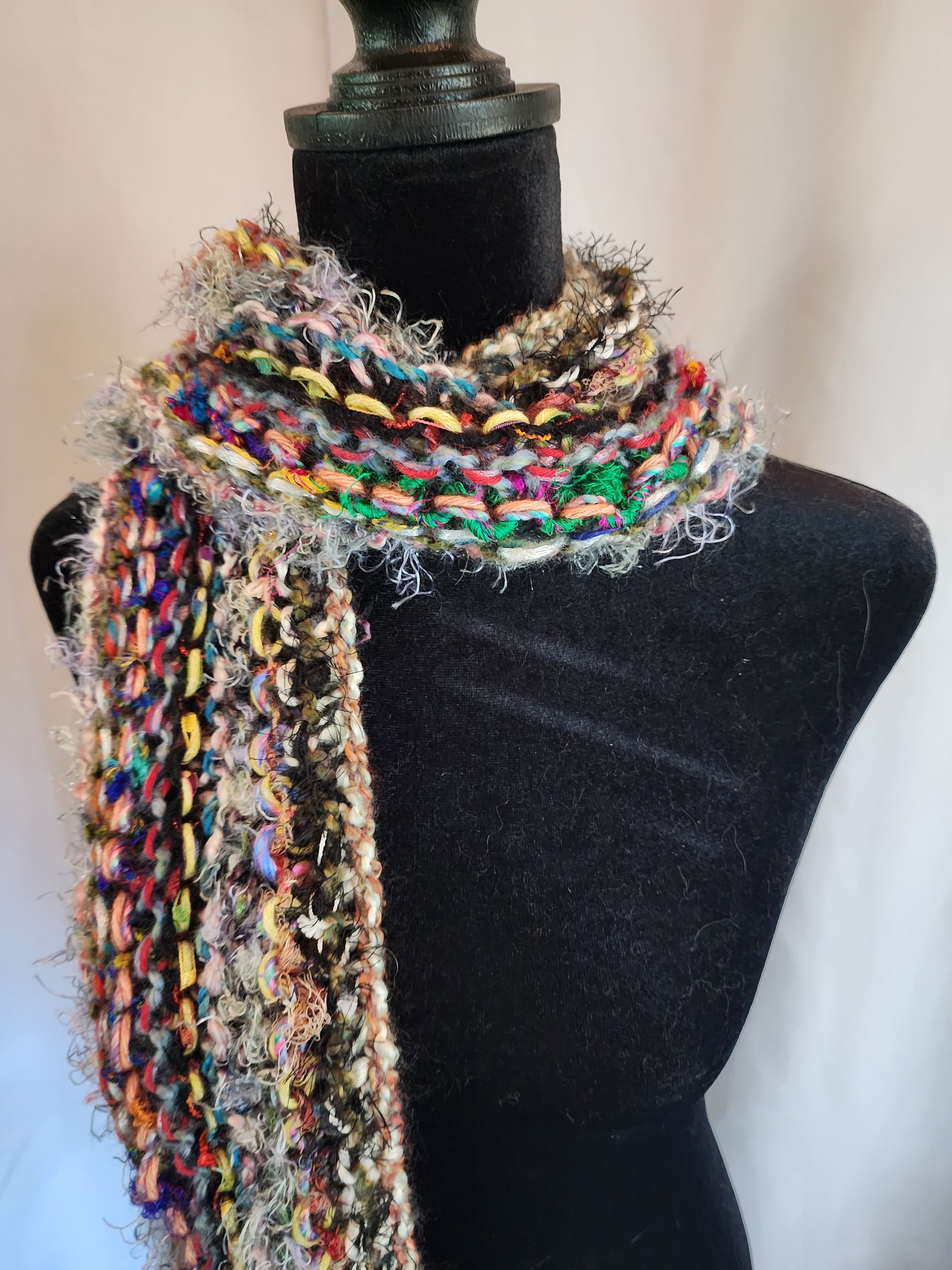 Boho Knitted Ribbon Scarf Audacious - Etsy