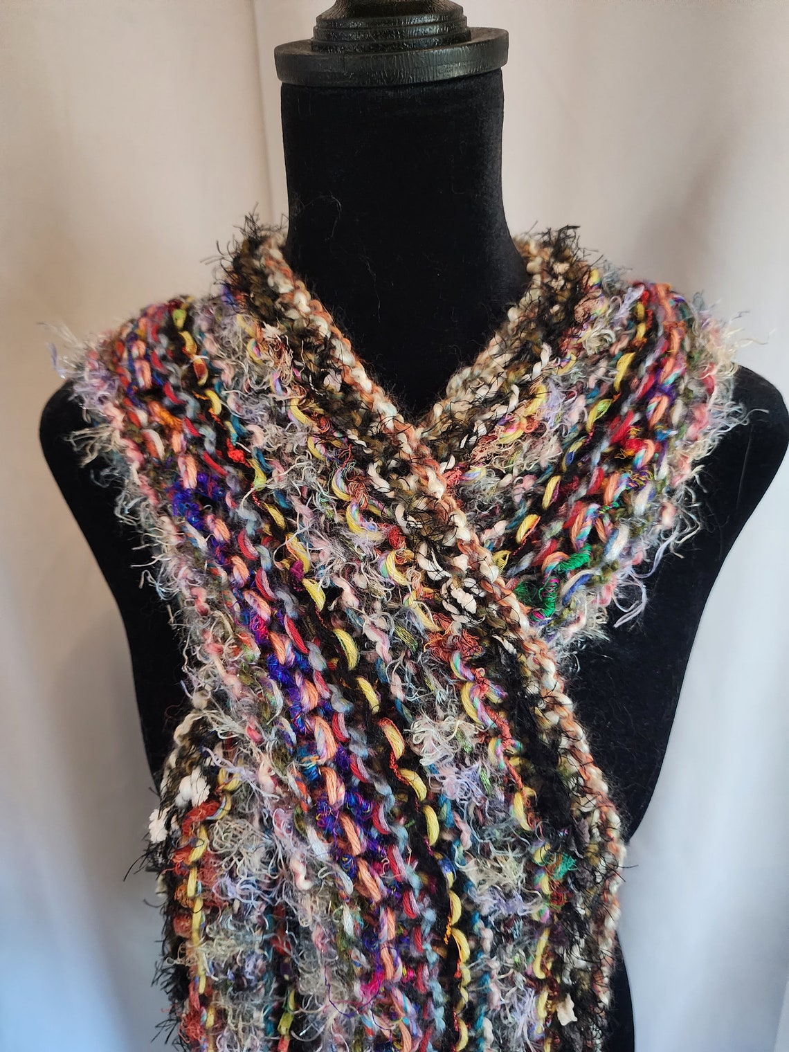 Boho Knitted Ribbon Scarf Audacious - Etsy