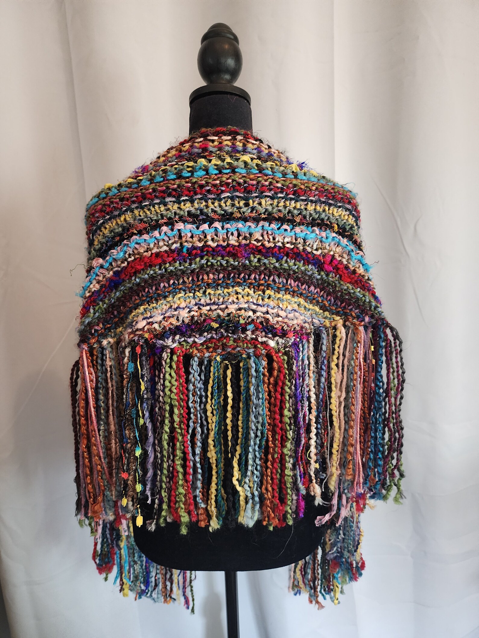 Triangle Boho Knitted Ribbon Shawl - Exhilarating - Etsy