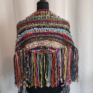 Triangle Boho Knitted Ribbon Shawl - Exhilarating - Etsy