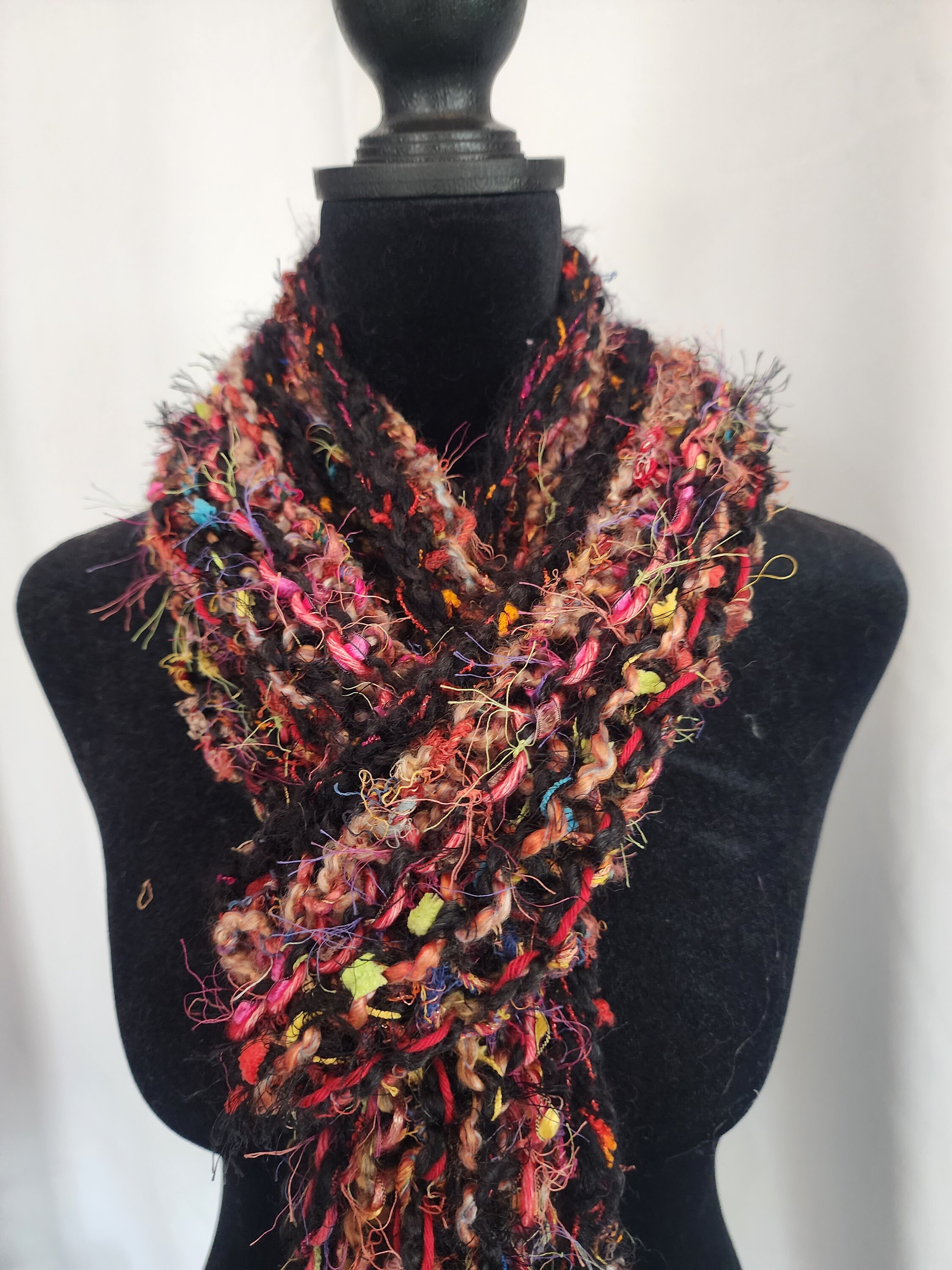 Boho Knitted Ribbon Scarf Gypsy Rose - Etsy