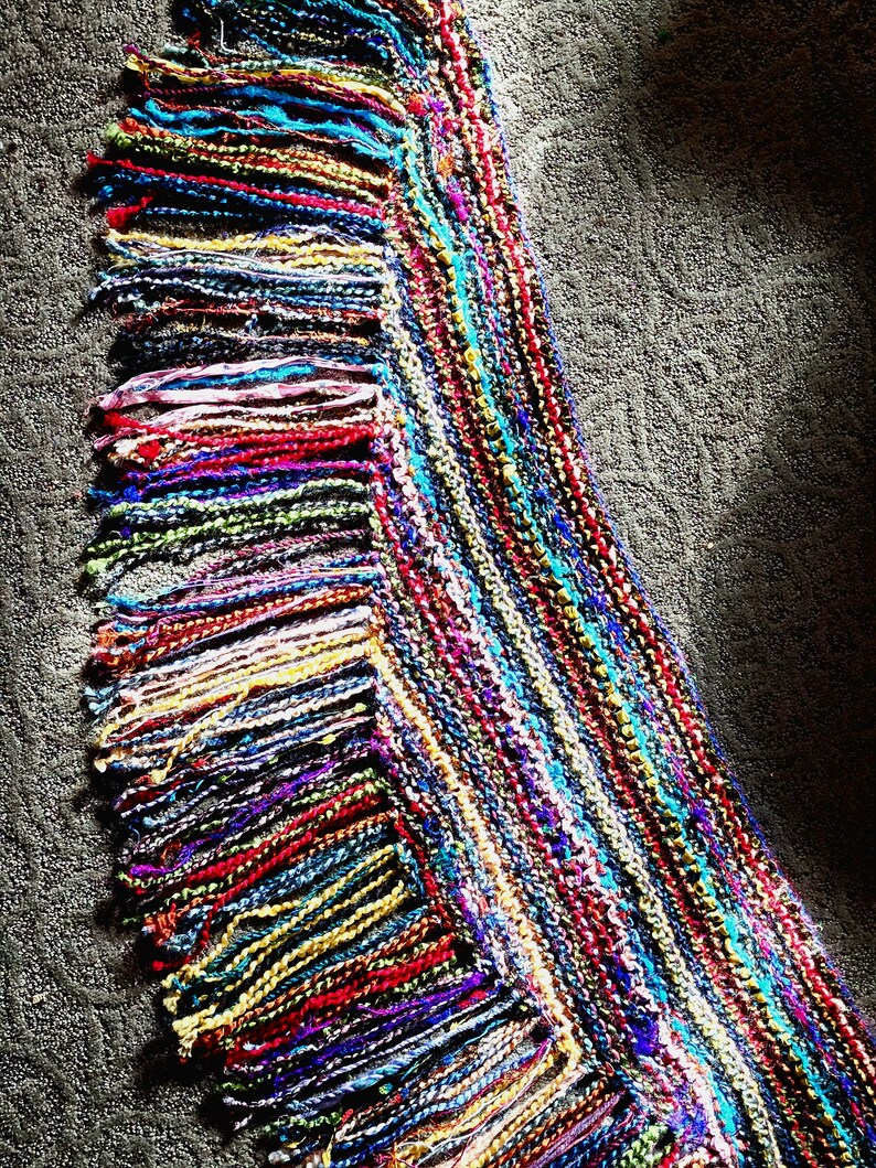 Triangle Boho Knitted Ribbon Shawl Exhilarating - Etsy