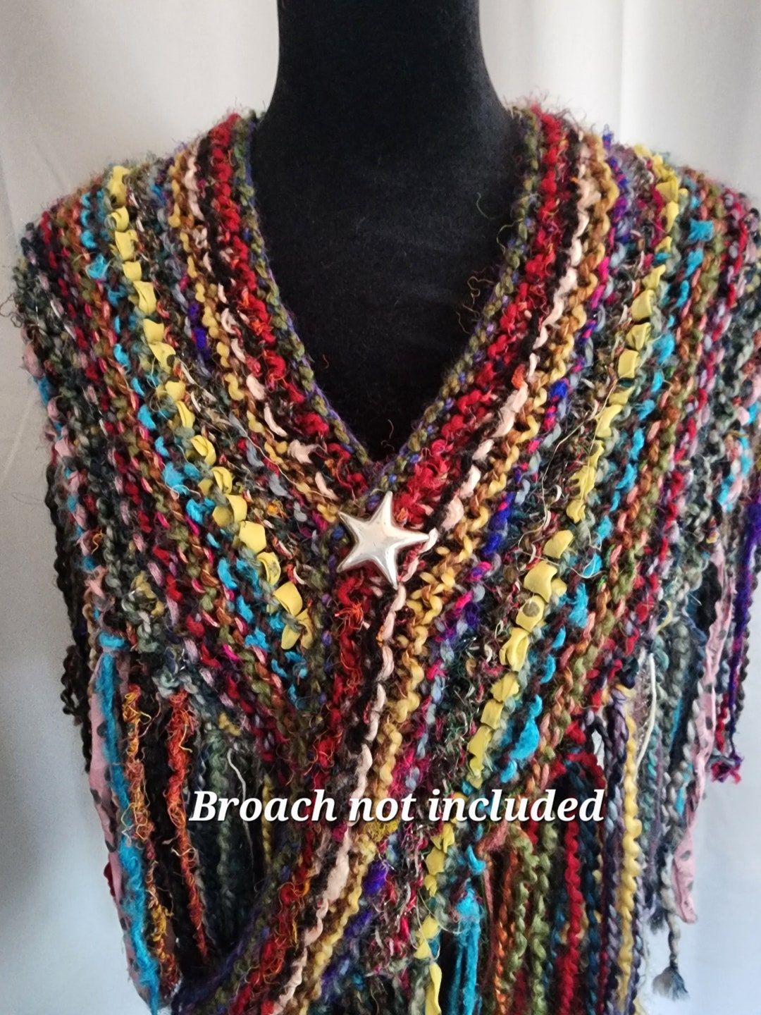 Triangle Boho Knitted Ribbon Shawl - Exhilarating - Etsy