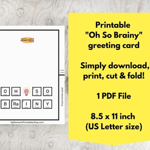 Science Grad Printable Card-- Oh so Brainy // Congratulations ...