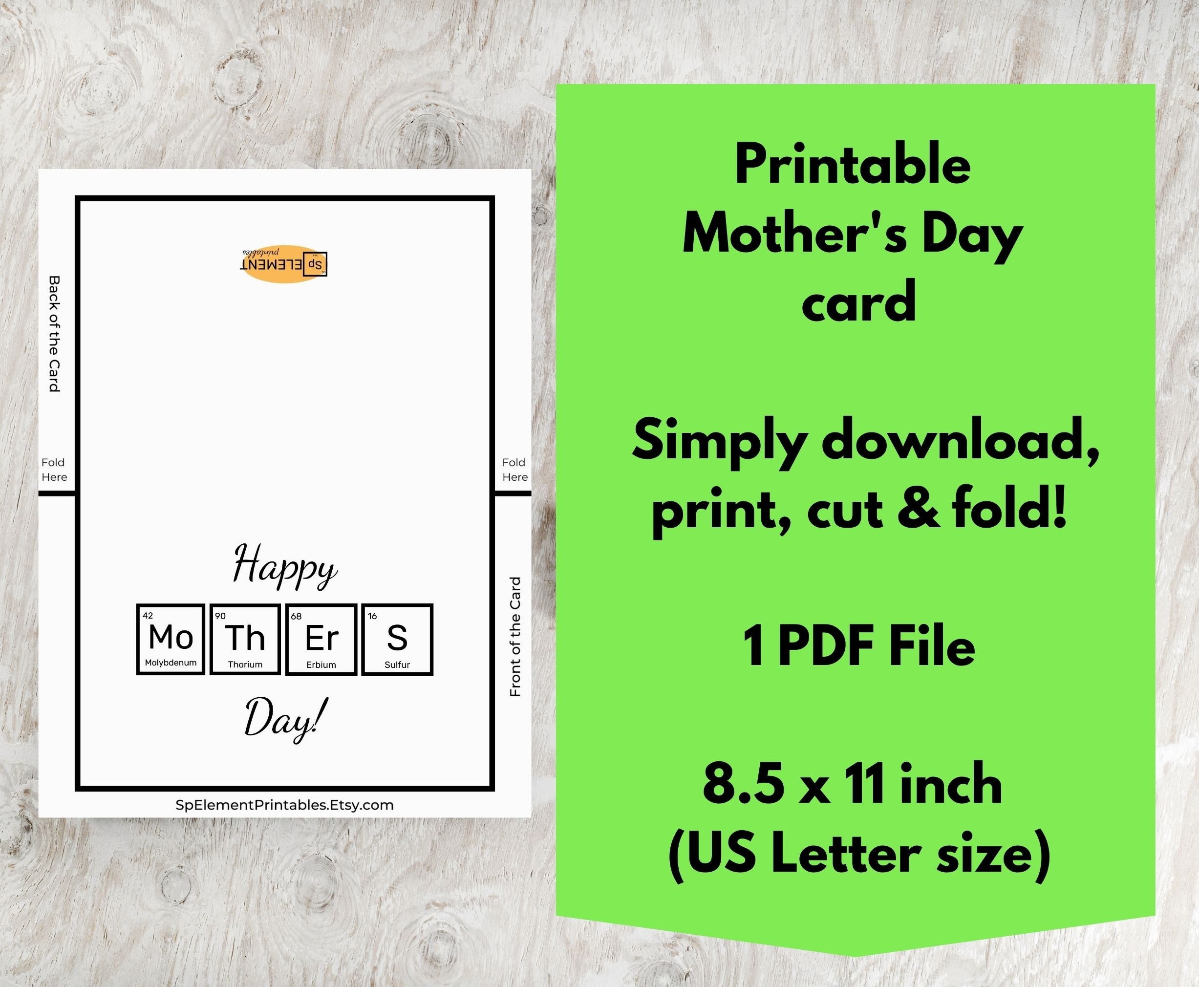 Nerdy Mother's Day Card, Periodic Table of Elements, Chemistry Card ...