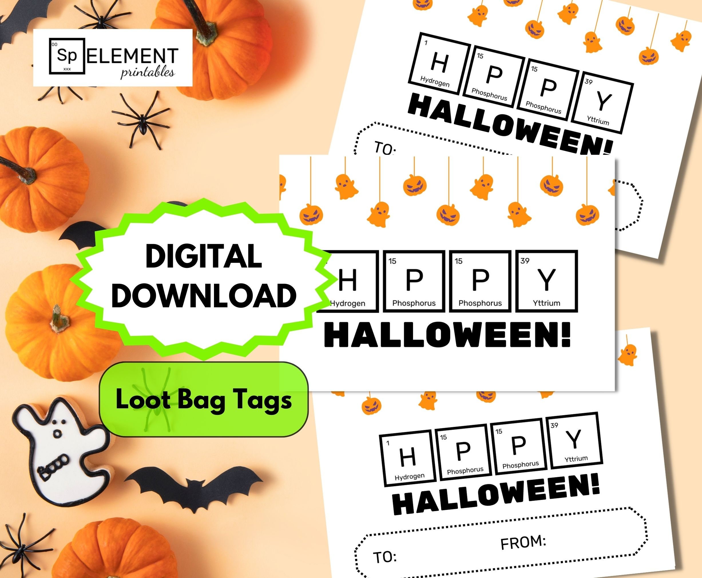 Halloween Gift Tags PRINTABLE // Periodic Table of Elements, Trick or ...