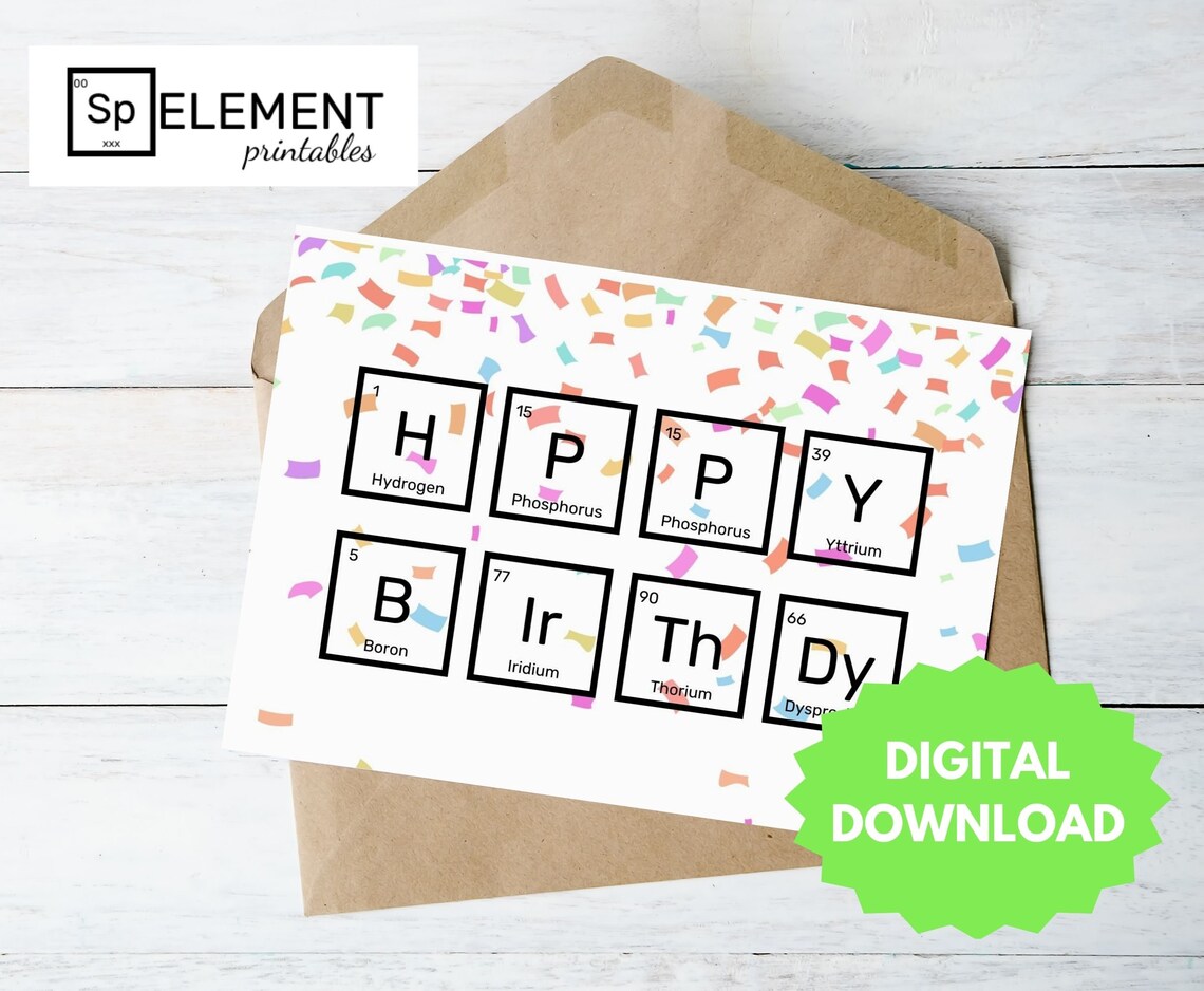 Nerdy Birthday Card, Chemistry Greeting Card, Science Happy Birthday ...