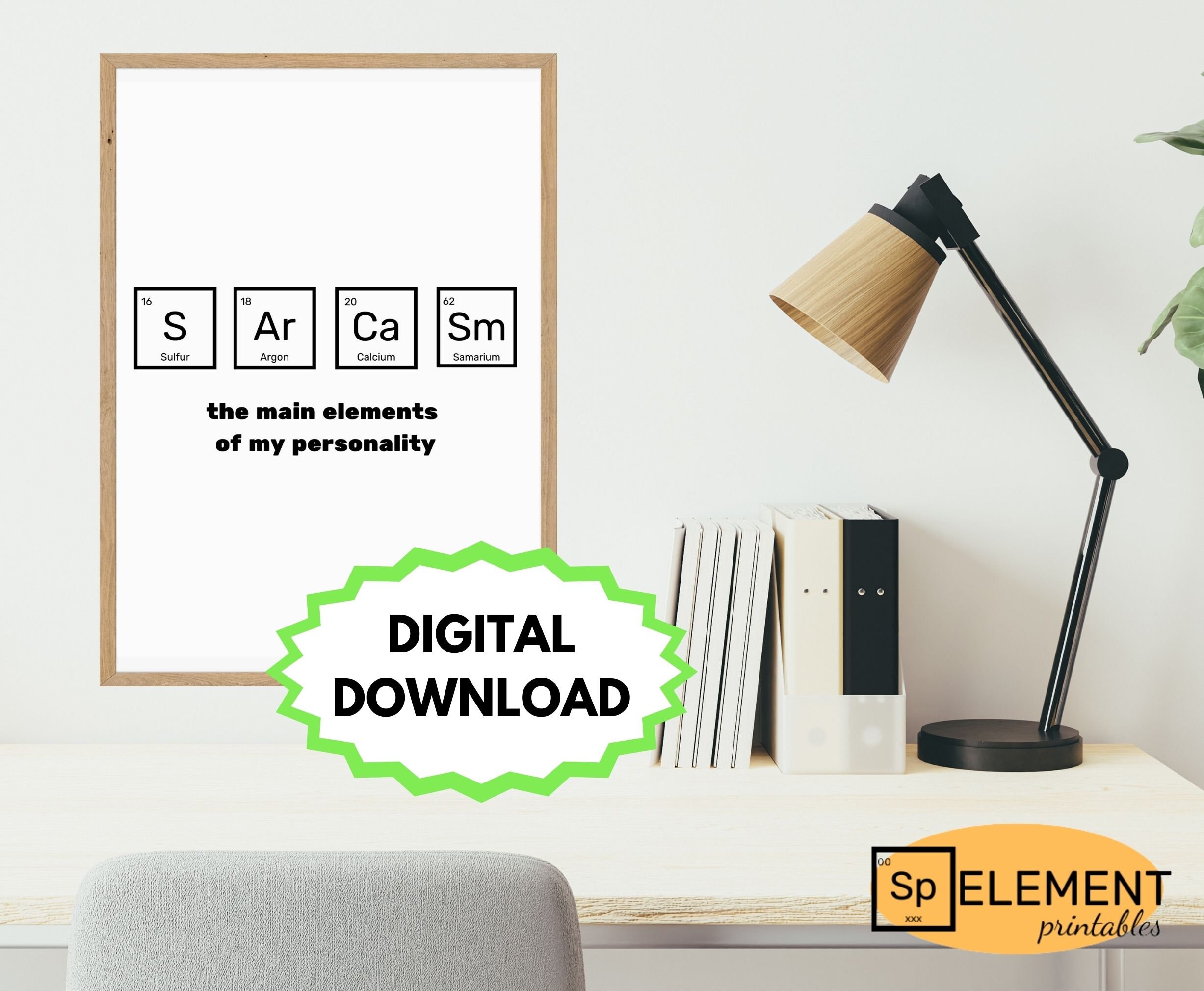 Periodic Elements Poster PRINTABLE sarcasm Personality // Science Wall ...