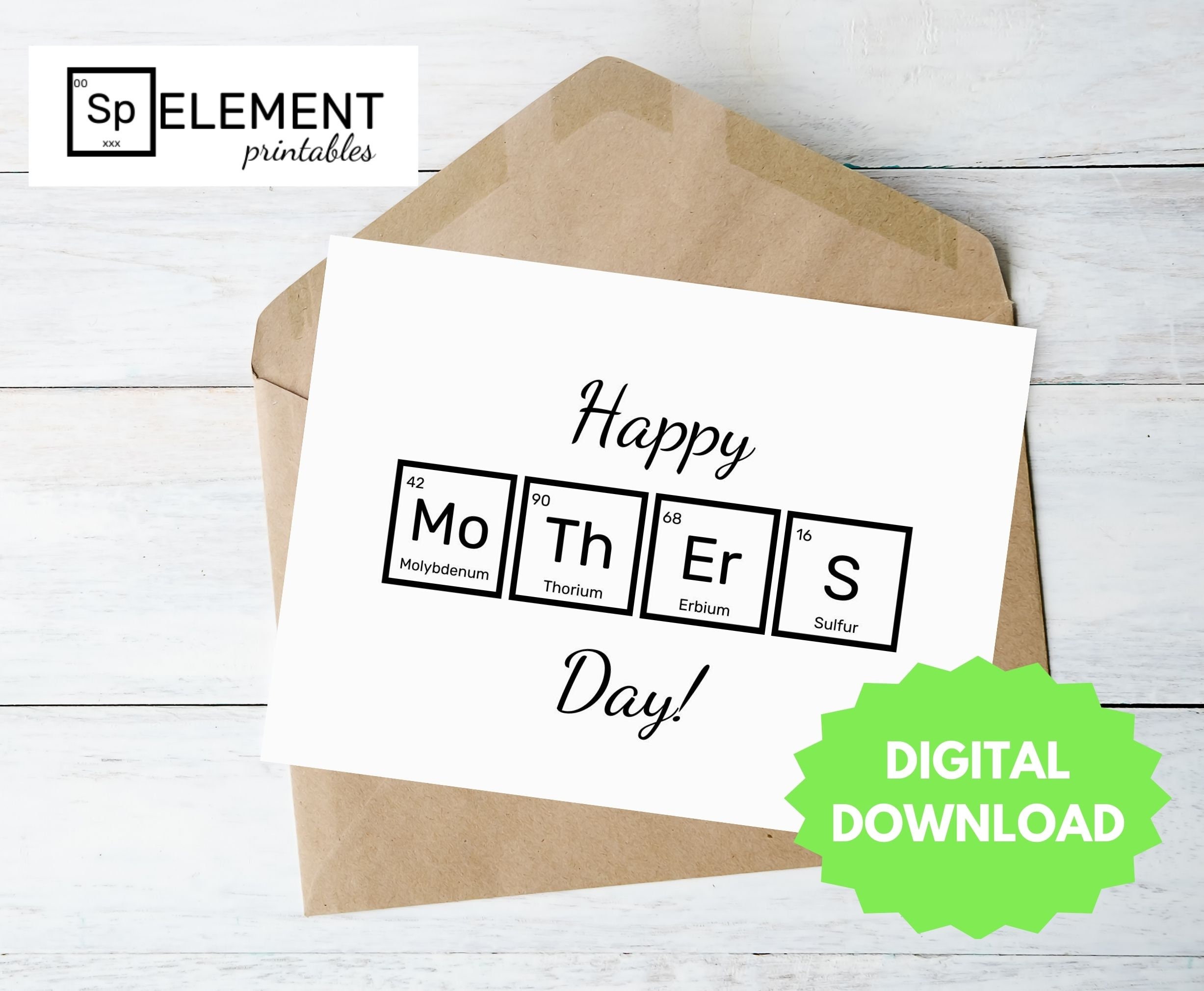 Nerdy Mother's Day Card, Periodic Table of Elements, Chemistry Card ...