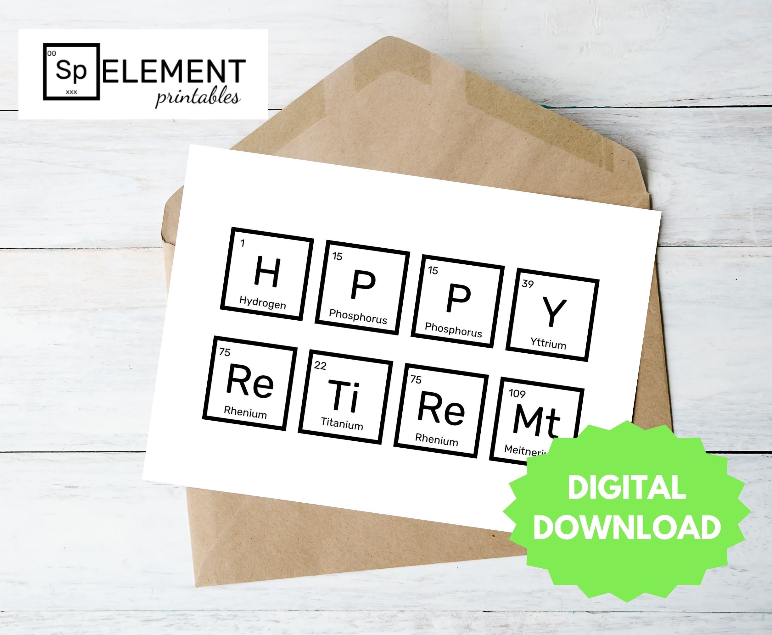 Periodic Elements Happy Retirement Card PRINTABLE // Science Teacher ...