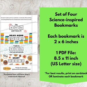 Science Inspired Bookmarks PRINTABLE (bundle of 4) // Periodic Table ...