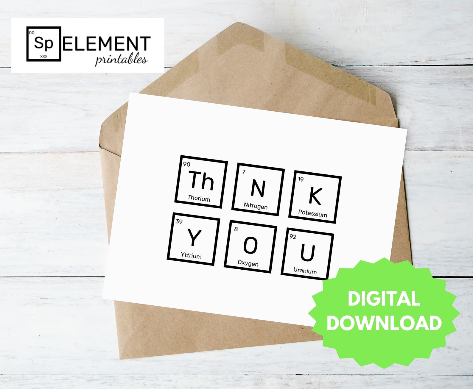 Nerdy Thank You Card, Chemistry Greeting Card, Science Thank You Card ...