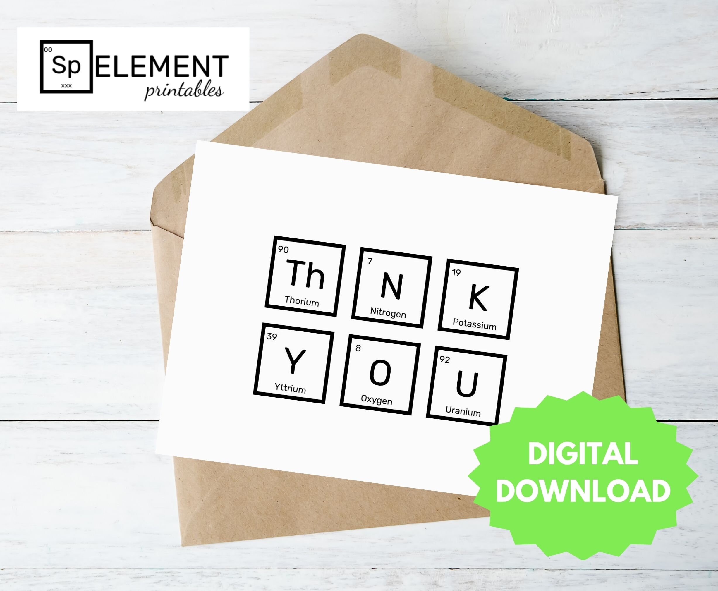 Nerdy Thank You Card, Chemistry Greeting Card, Science Thank You Card ...