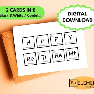 Periodic Elements Happy Retirement Card PRINTABLE // Science Teacher ...