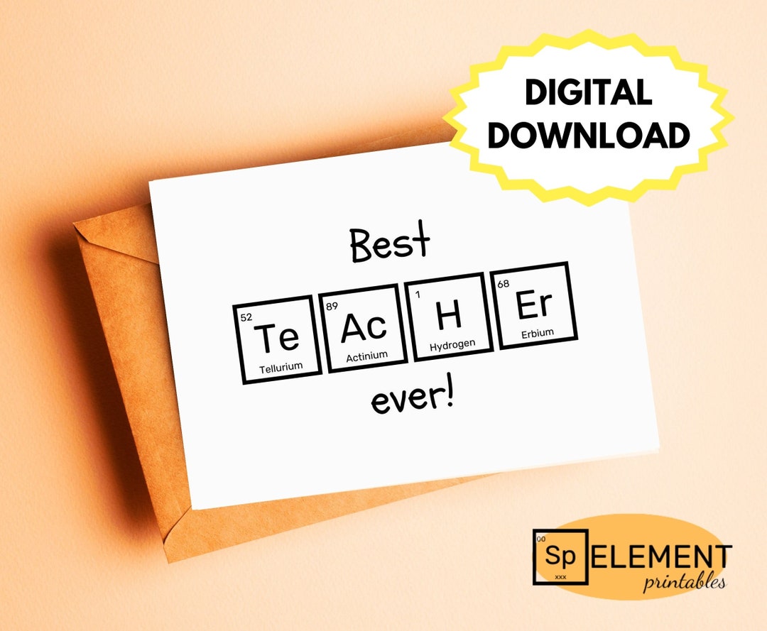 Science Teacher Thank You Card: Periodic Table Gift (digital Download ...