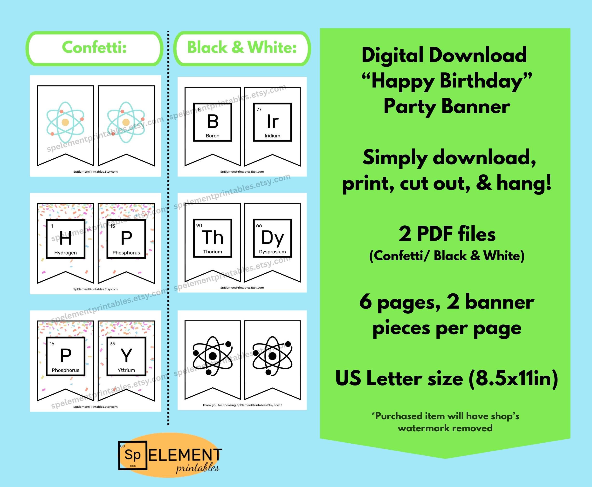 Science Birthday Banner: Periodic Table Party Decor (digital Download ...