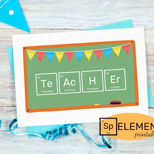 Science Teacher Thank You Card, Printable, Chemistry, Periodic Table of ...