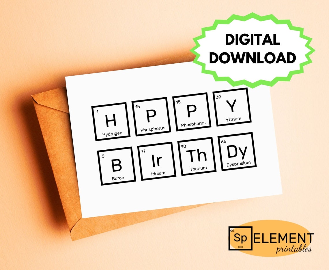Nerdy Birthday Card, Chemistry Greeting Card, Science Happy Birthday ...