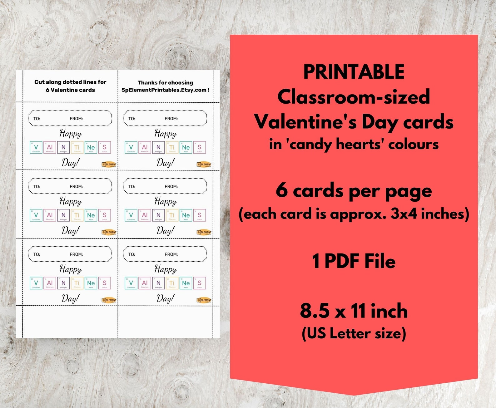 Periodic Table Valentines PRINTABLE Science Classroom Valentine Kids ...