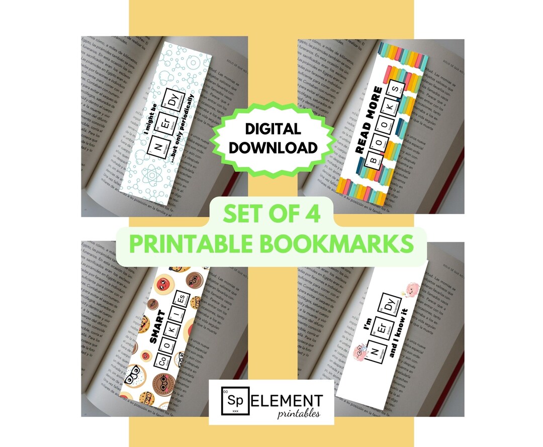Science Inspired Bookmarks PRINTABLE (bundle of 4) // Periodic Table ...