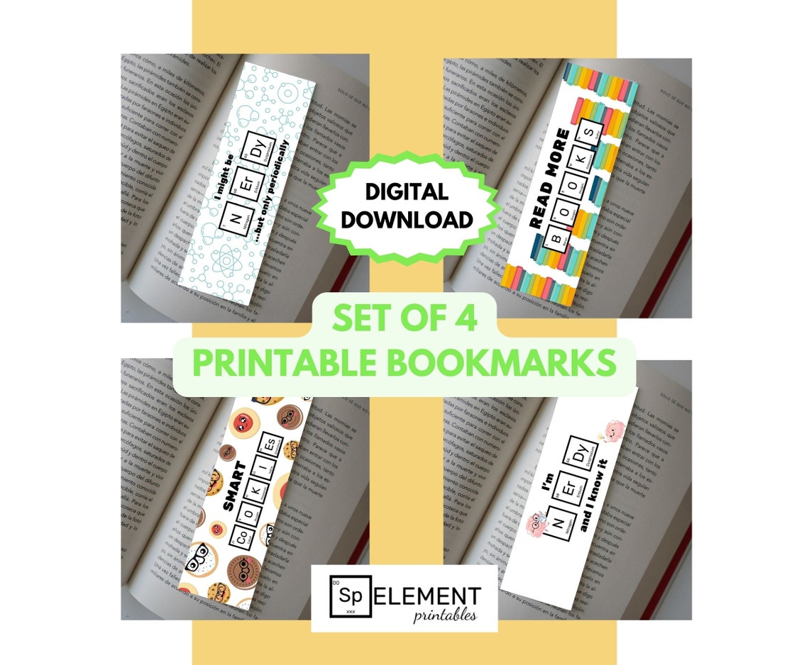 Science Inspired Bookmarks PRINTABLE (bundle of 4) // Periodic Table ...