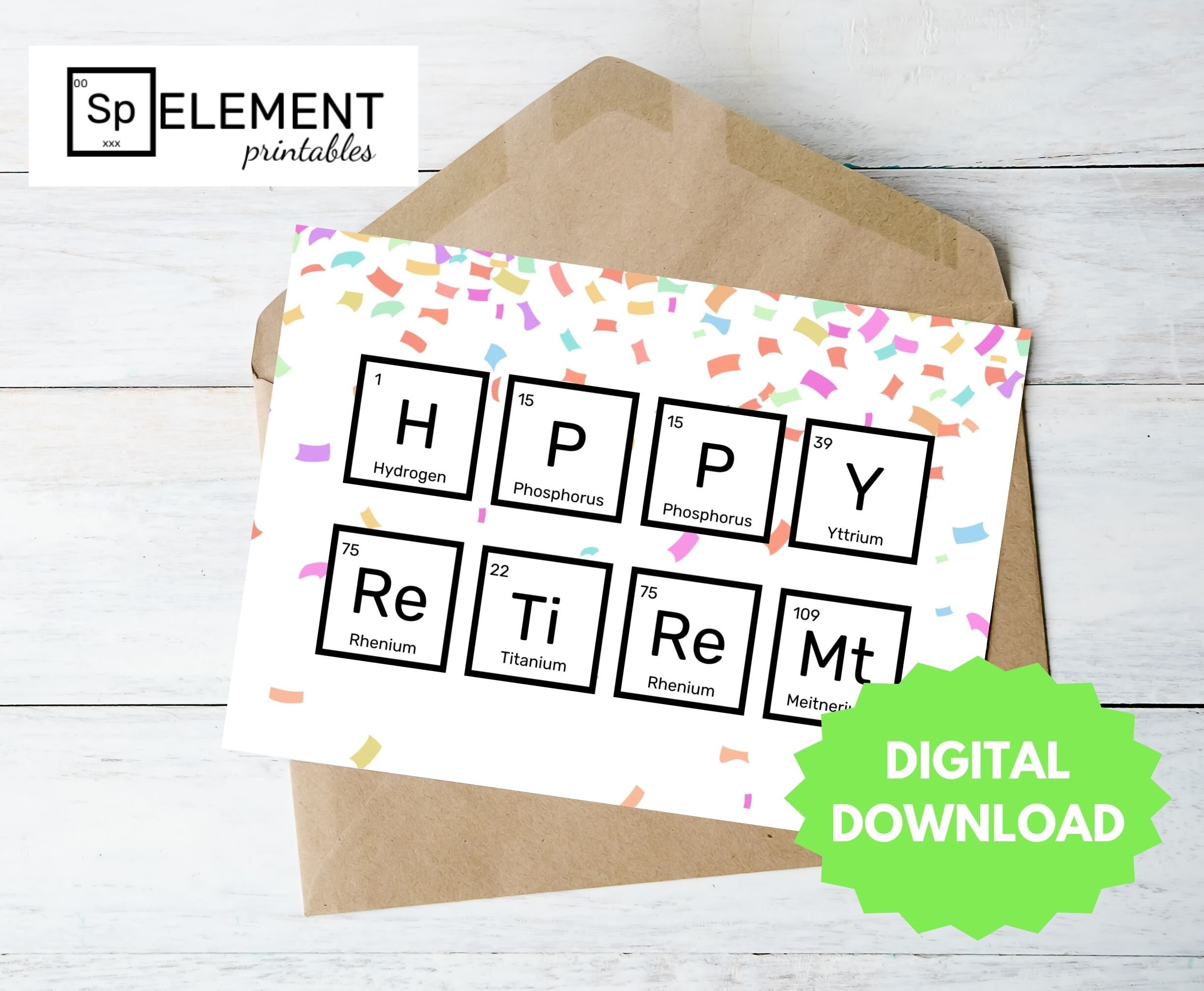 Periodic Elements Happy Retirement Card PRINTABLE // Science Teacher ...