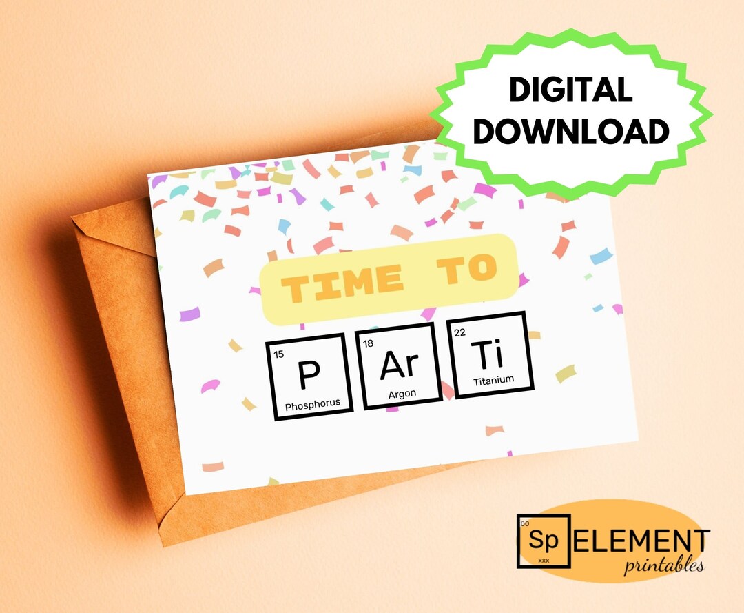 Science Birthday Card, Party Invitation, Congratulations PRINTABLE ...