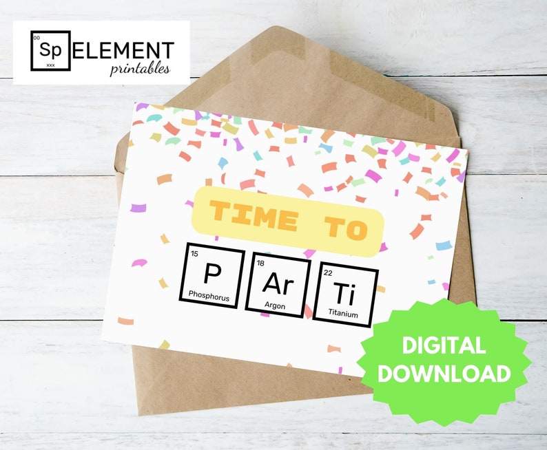 Science Birthday Card, Party Invitation, Congratulations PRINTABLE ...