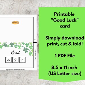 Nerdy Good Luck Card, Printable, Chemistry Card, Science Card, Periodic ...