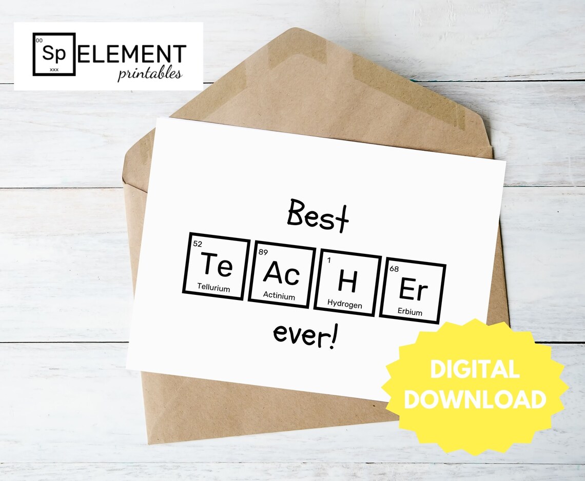 Science Teacher Thank You Card: Periodic Table Gift (digital Download ...