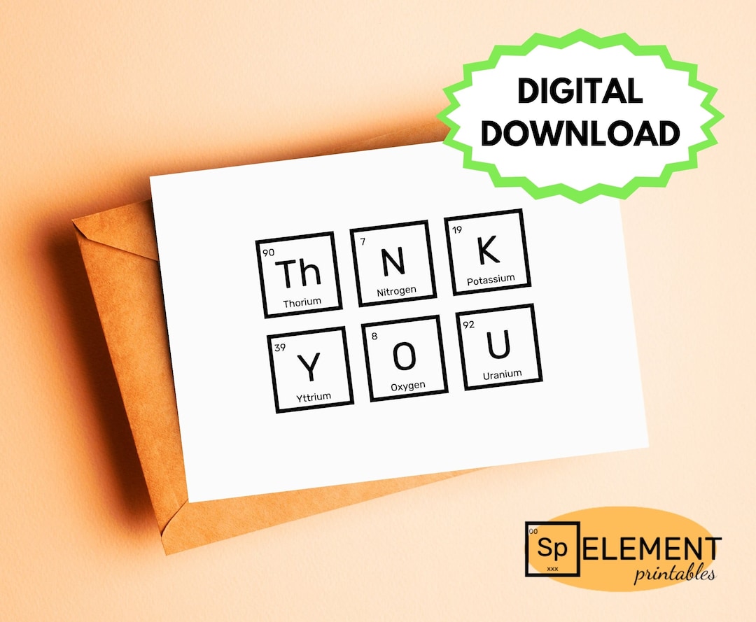 Nerdy Thank You Card, Chemistry Greeting Card, Science Thank You Card ...