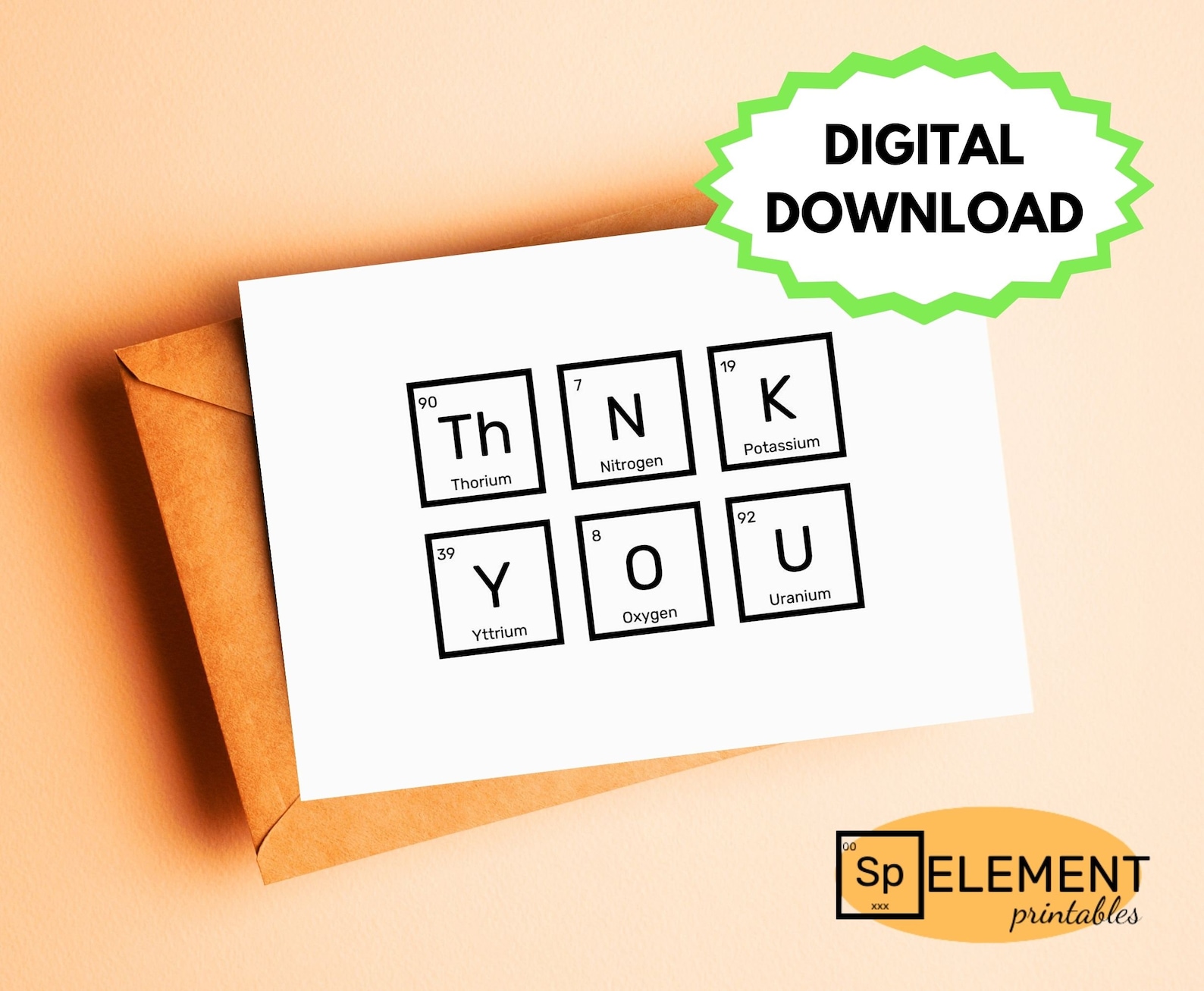 Nerdy Thank You Card, Chemistry Greeting Card, Science Thank You Card ...