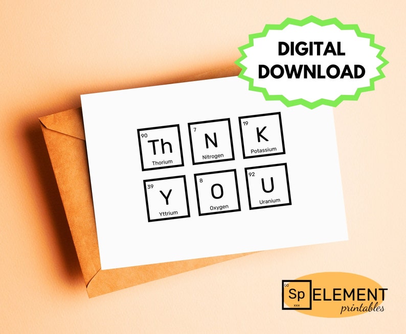 Nerdy Thank You Card, Chemistry Greeting Card, Science Thank You Card ...