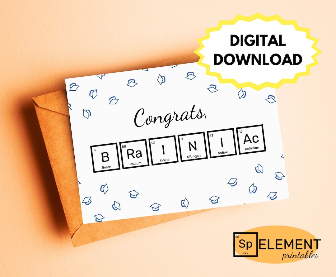 Science Grad Printable Card-- Congrats Brainiac // Congratulations ...