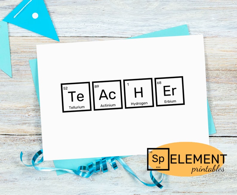 Science Teacher Thank You Card, Printable, Chemistry, Periodic Table of ...