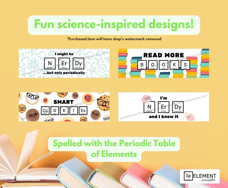Science Inspired Bookmarks PRINTABLE (bundle of 4) // Periodic Table ...